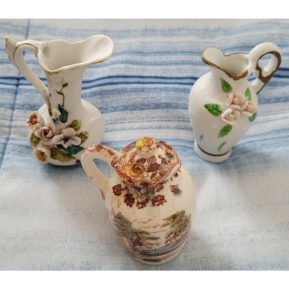 Other | Shelf Decorations Floral Pitcher Vases Japanese Handpainted ...